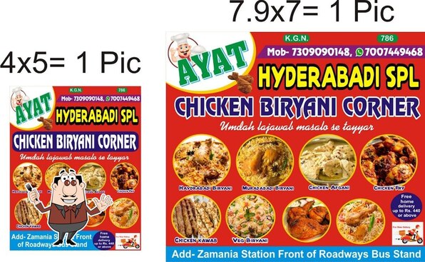 Menu at AYAT HYDERABADI SPECIAL CHICKEN BIRYANI CORNER ZAMANIA STATION ...