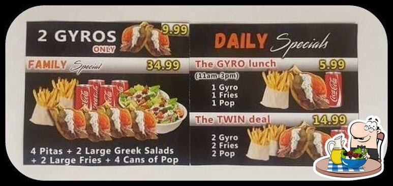Menu at Gyro Express restaurant, Amherstburg