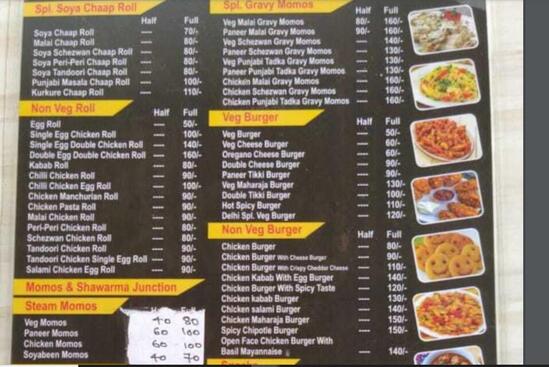 Menu at Burger Mania, Meerut