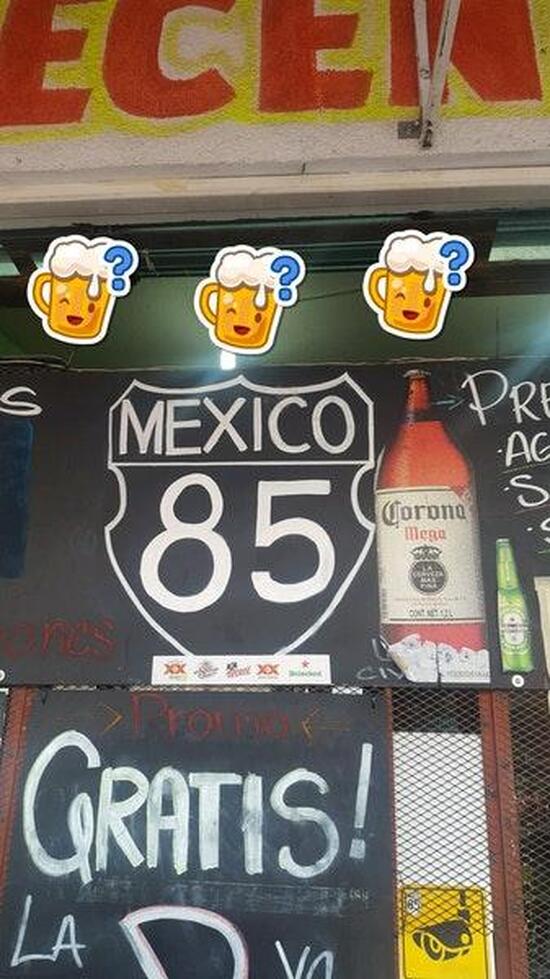 Menu at La 85 pub & bar, Mexico City