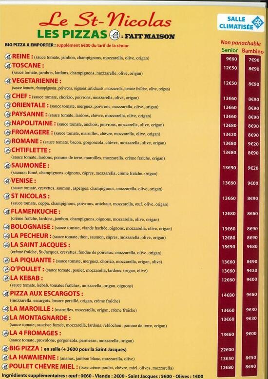 Menu au Le Saint Nicolas restaurant, Coucy-le-Château-Auffrique