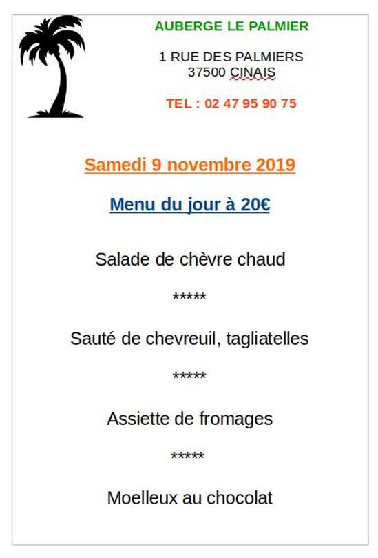 Menu at auberge " le palmier" restaurant, Cinais
