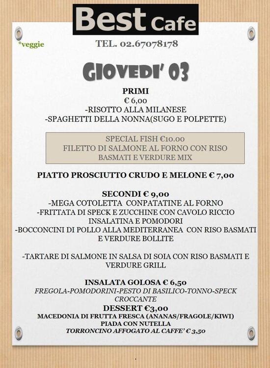 Best Cafè cafe, Milan - Restaurant menu and reviews