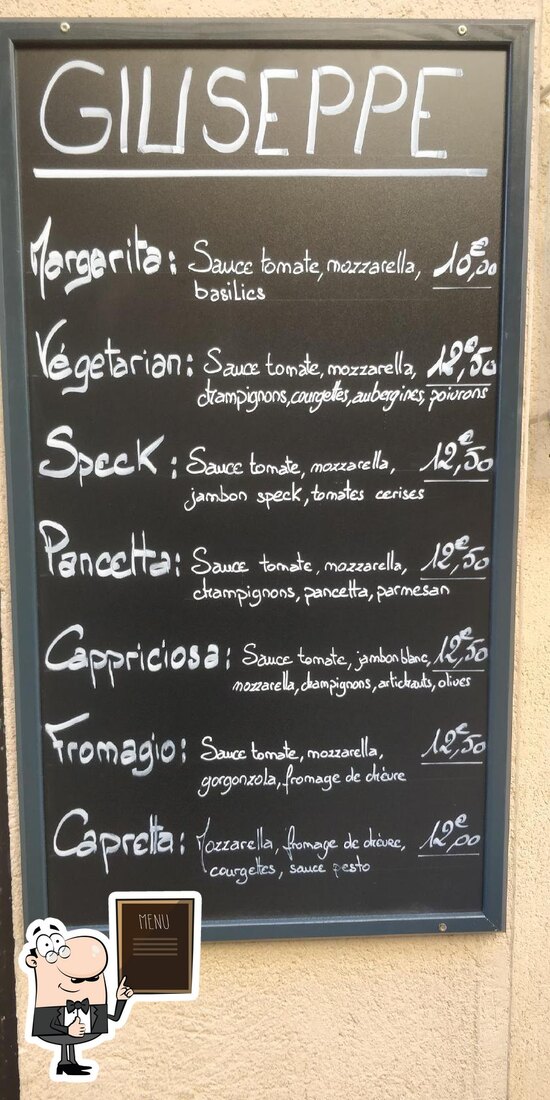Menu at Pizza Giuseppe restaurant, Marvejols