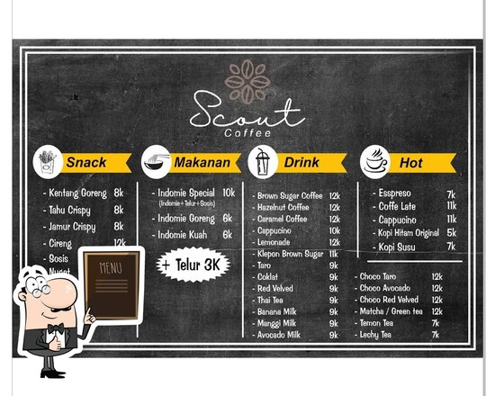 Menu at Scout Coffee cafe, Sokosari