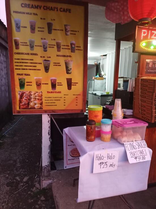 Menu at Creamy Chai's Cafe, Baler