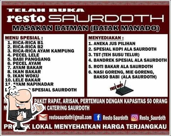 Menu at Resto Saurdoth Khas Batak Manado restaurant, Siborongborong