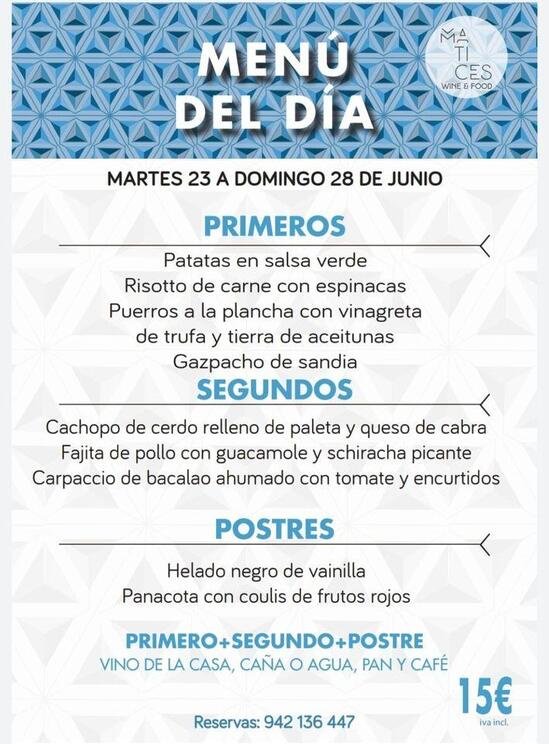 Menu at Restaurante Matices Santander, Santander