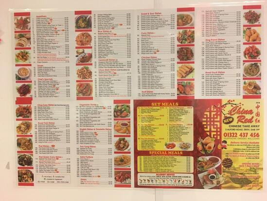 Menu at China Red restaurant, Erith