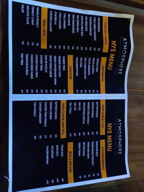 Menu at Atmosphere - Premium Lifestyle Cafe, Bhopal