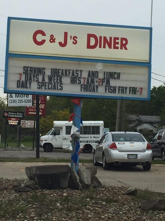 Menu at C&J's diner restaurant, Brunswick