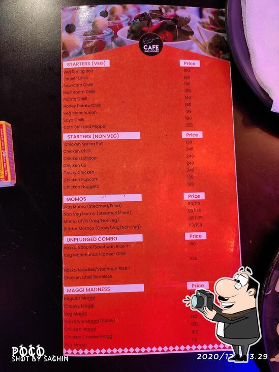 Menu at Cafe unplugged, Patna, AMS park