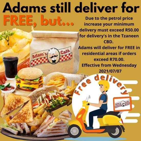 Menu at Adam's Cafe & Takeaways, Tzaneen