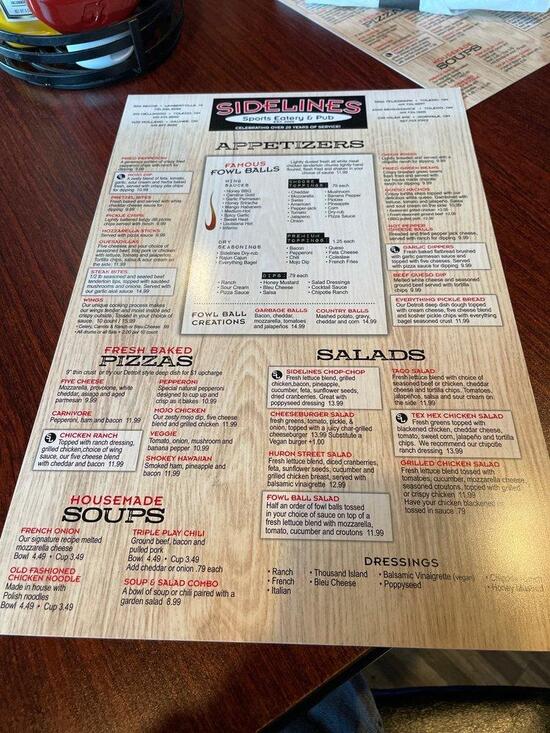 Menu at Sidelines Sports Eatery - Maumee pub & bar, Maumee, Holland Rd
