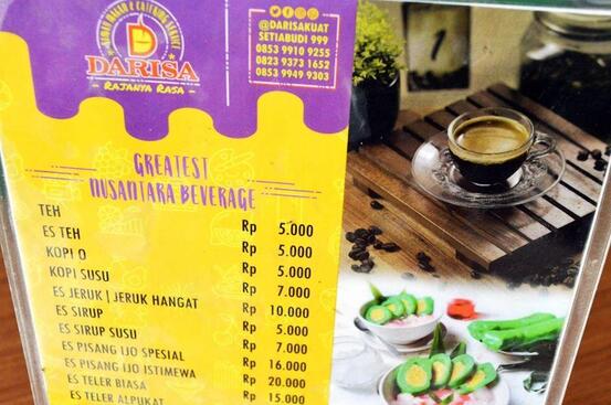 Menu at Darisa Café Campus cafe, Palu