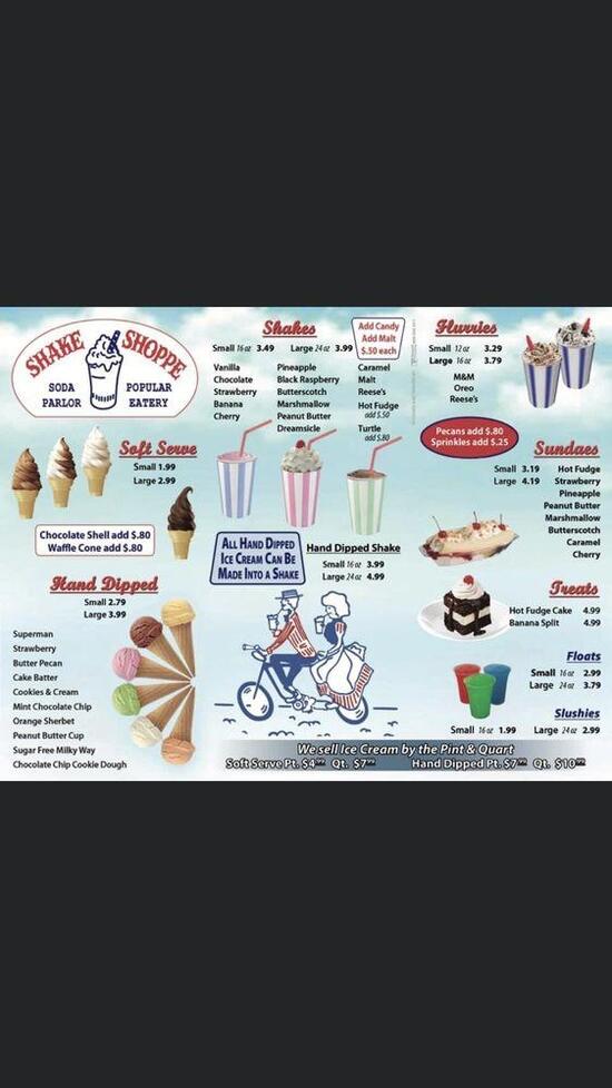 Menu at The Shakery: Eats & Treats restaurant, Ironton, Liberty Ave