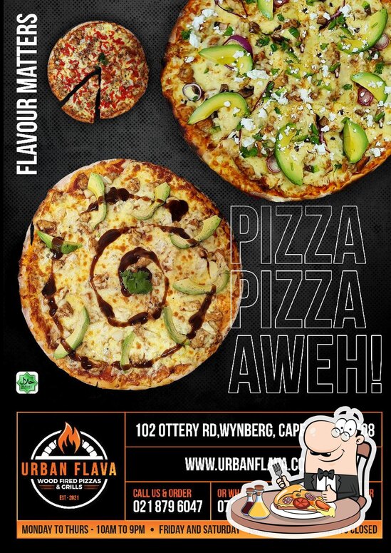 Menu at Urban Flava pizzeria, Cape Town