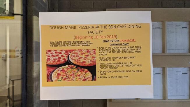Menu at Son Café 1-101st CAB DFAC restaurant, Fort Campbell