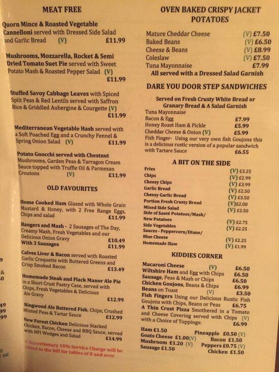 Menu at New Forest Inn Lyndhurst pub & bar, Lyndhurst