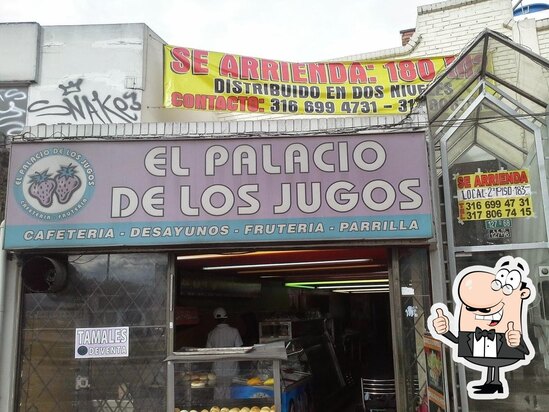 Menu at El Palacio de los Jugos cafe, Bogotá