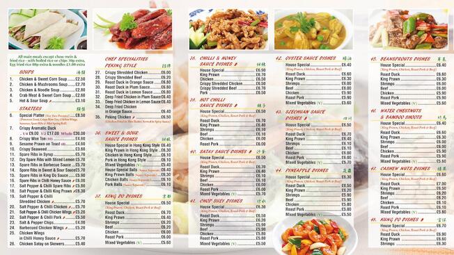 Menu at Peking Chef fast food, Middlesbrough
