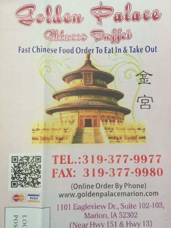Menu at Golden Palace Chinese Buffet restaurant, Marion