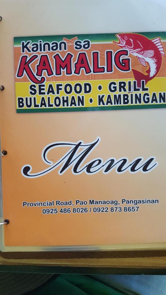 Carta del restaurante Kainan sa Kamalig, Manaoag