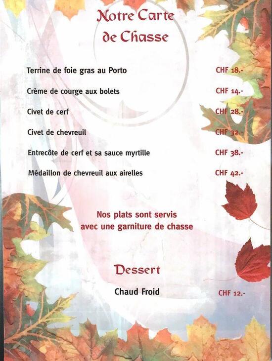 Menu da Restaurant Sinbad, Sion