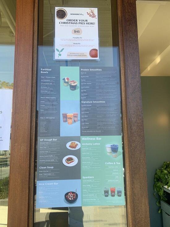 Menu at Earthbar Newport Beach, Newport Beach