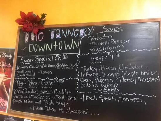 Menu at Tannery Downtown restaurant, Greeneville, 117 E Depot St