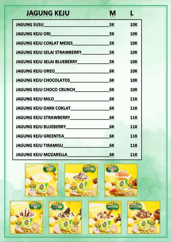 Menu at Mozagung & Pisang Keju restaurant, Sukakerta