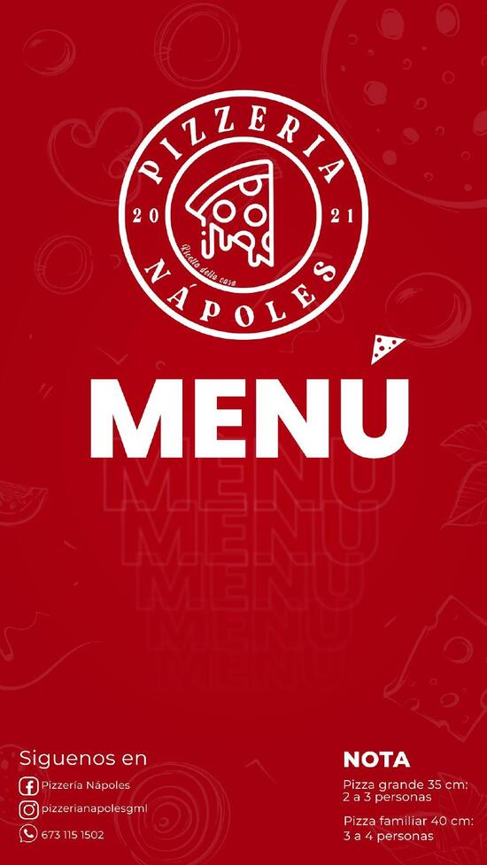 Menu at Pizzería Nápoles, Guamúchil