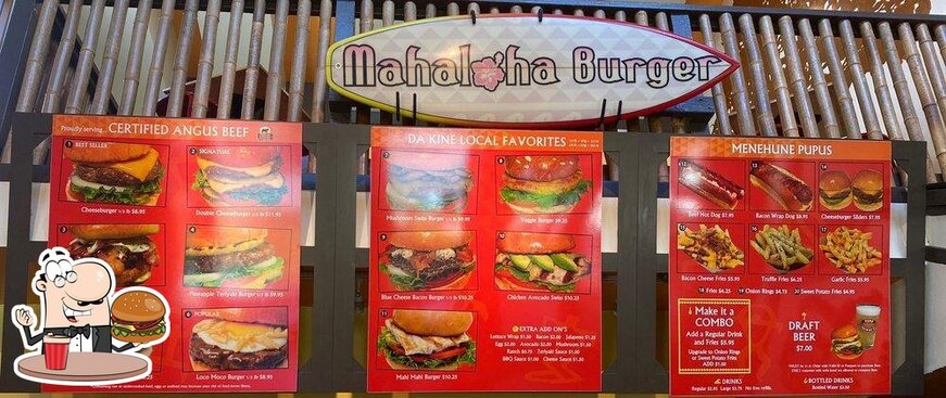 Menu at Mahaloha Burger Kailua fast food, Kailua