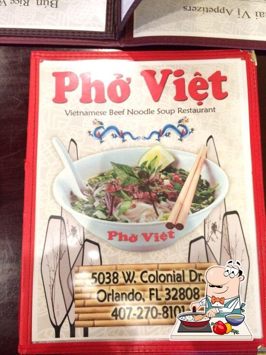 Menu at Pho Viet "Viet Noodle" restaurant, Orlando