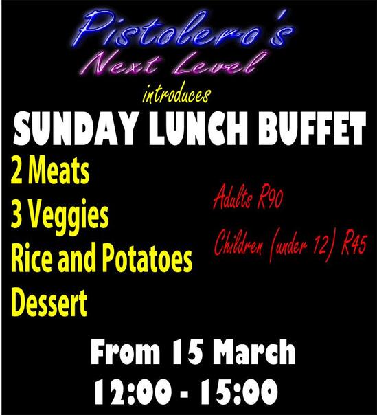 Menu at Pistolero's Next Level pub & bar, Bronkhorstspruit