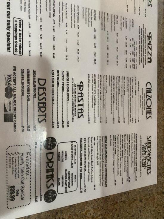 Menu at Pit Stop Pizza pizzeria, Heber-Overgaard