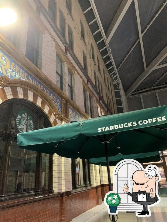 Menu at Starbucks cafe, London, Main Entrance