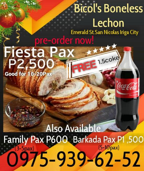 Carta del restaurante Bicol's Boneless Lechon, City of Iriga
