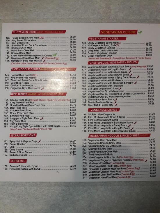 Menu at Lucky Corner restaurant, Dunstable