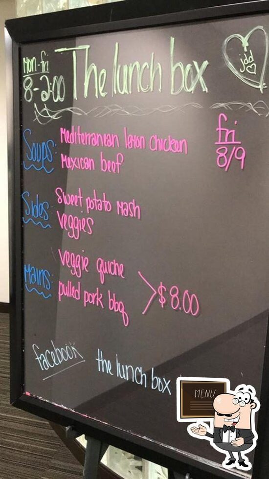 Menu at The Lunch Box cafe, Tampa