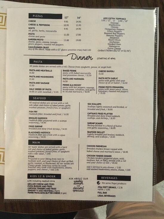 Menu at Mickey's restaurant, Olean