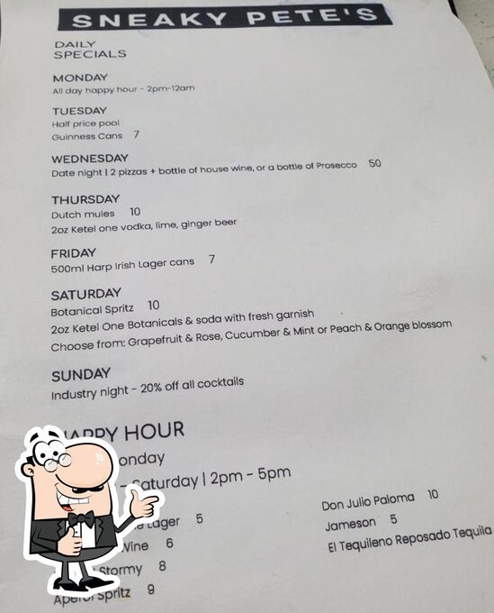 Sneaky Pete's Pool Cafe, Vancouver - Menu du restaurant