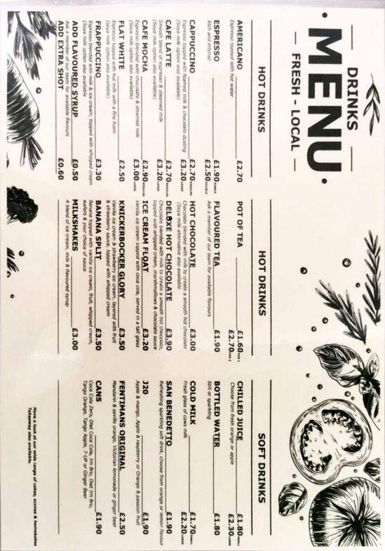 Menu at Auld Bakehouse cafe, Brechin