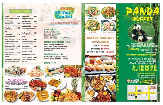 Menu at Panda Buffet restaurant, Covington
