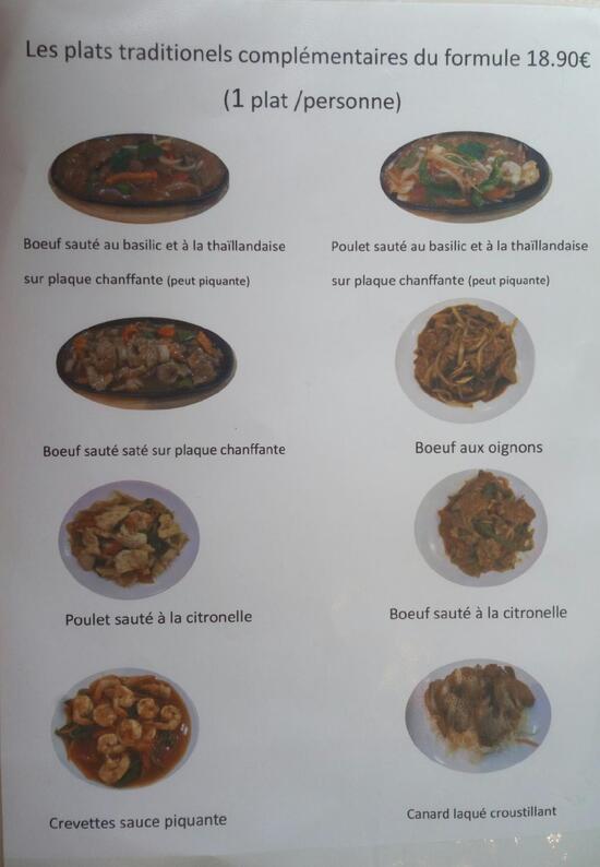 Menu au Délice home restaurant, Linas
