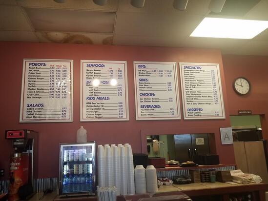 Menu at Bogie's BBQ, Columbia