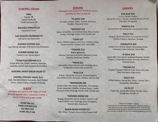 Menu at The Standing Room Restaurant, Torrance