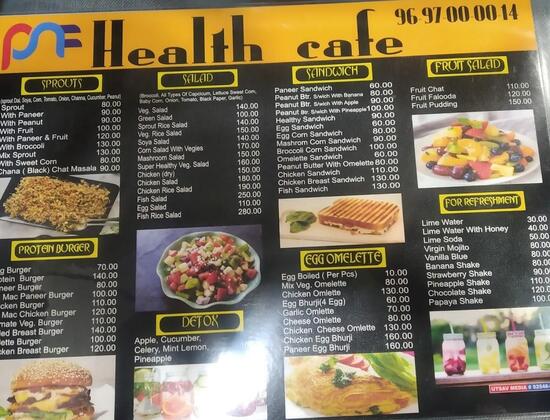 Menu at Health cafe, Panipat