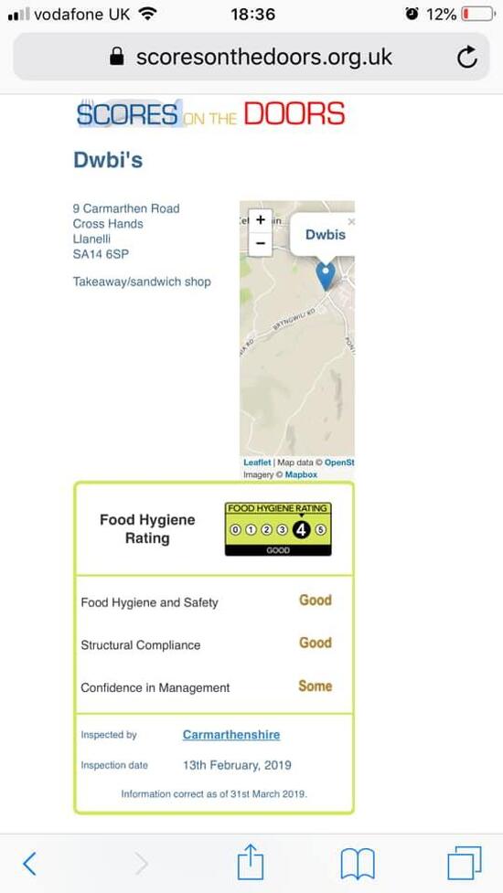 Menu at Dwbis restaurant, Llanelli