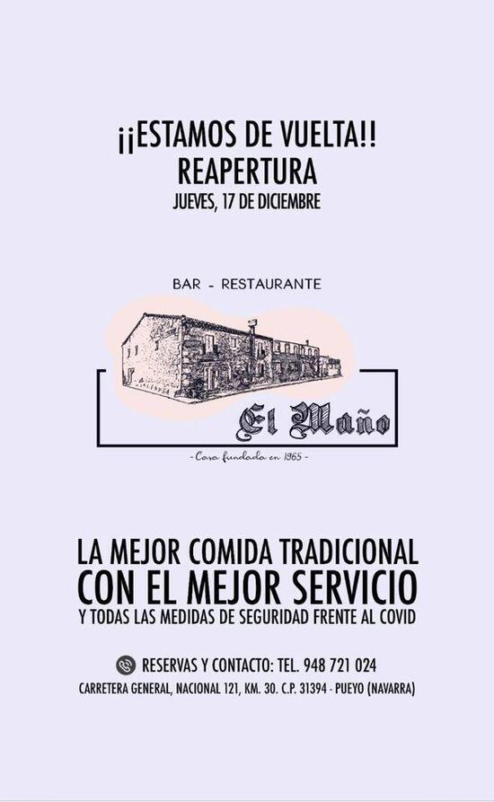 Menu at Bar Restaurante El Maño, Pueyo